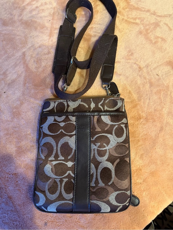 Coach | Bags | Coach Brown And Gray Signature Crossbody Bag | Poshmark